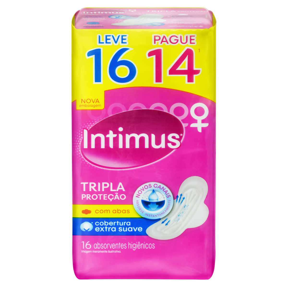 Absorvente Intimus Cobertura Suave c/ Abas Tripla Proteção Leve 16 ...