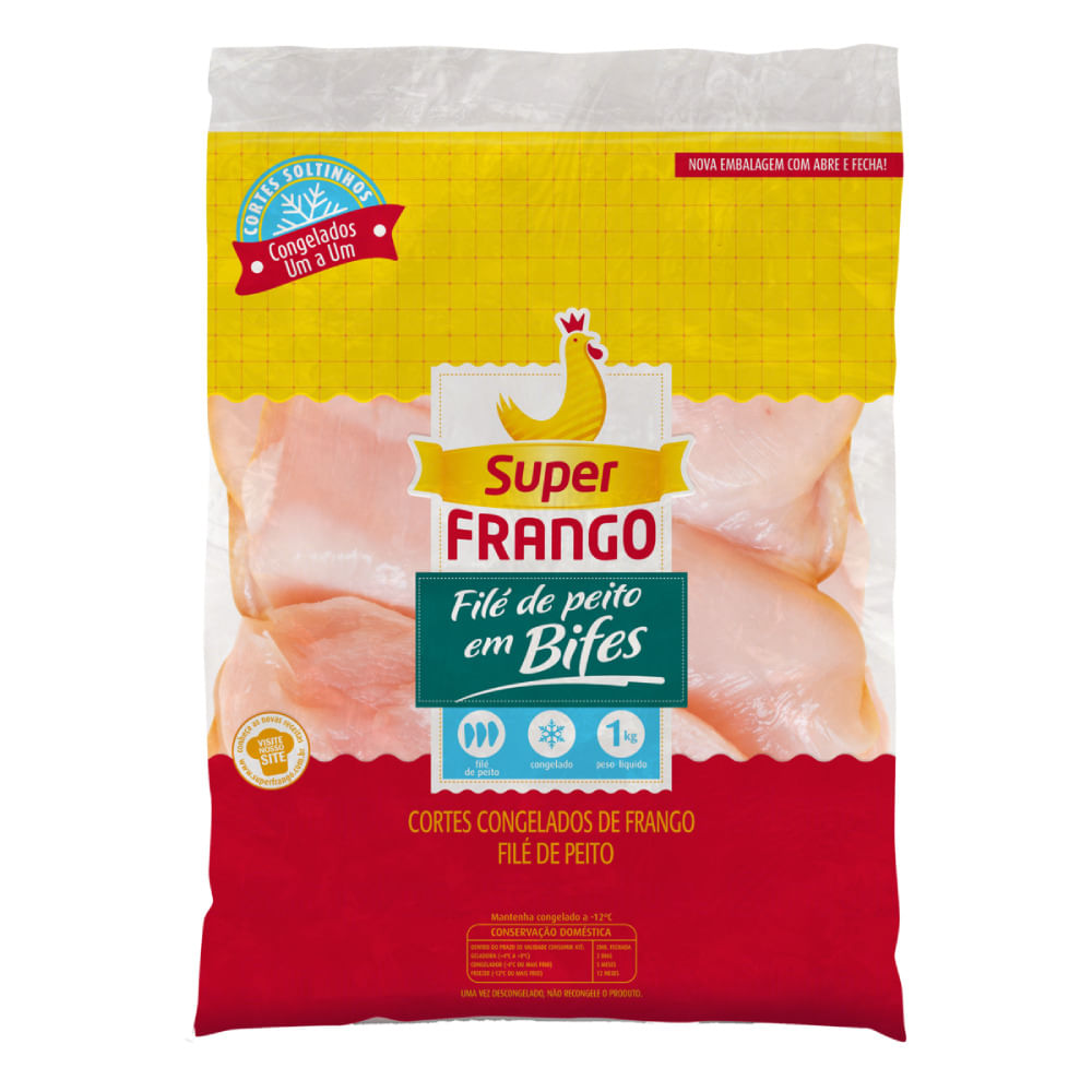 Filé de Peito de Frango em Bife Super Frango Iqf 1Kg | Bretas Supermercado