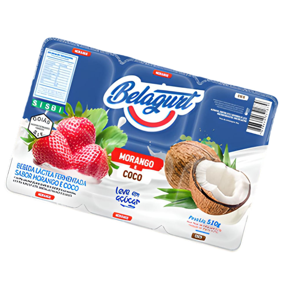 Bebida Láctea Belagurt Morango e Coco 480g | Bretas Supermercado