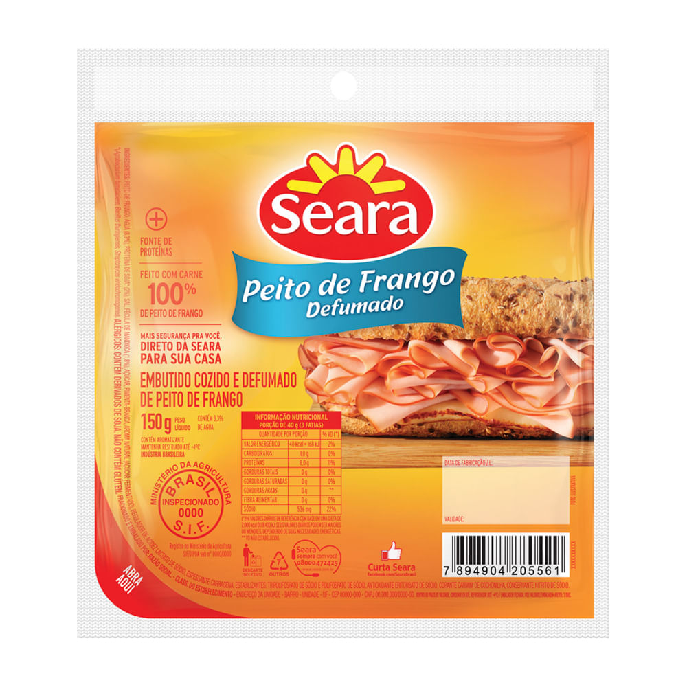 Peito de Frango Seara Frango Fatiado Resfriado 150g | Bretas Supermercado