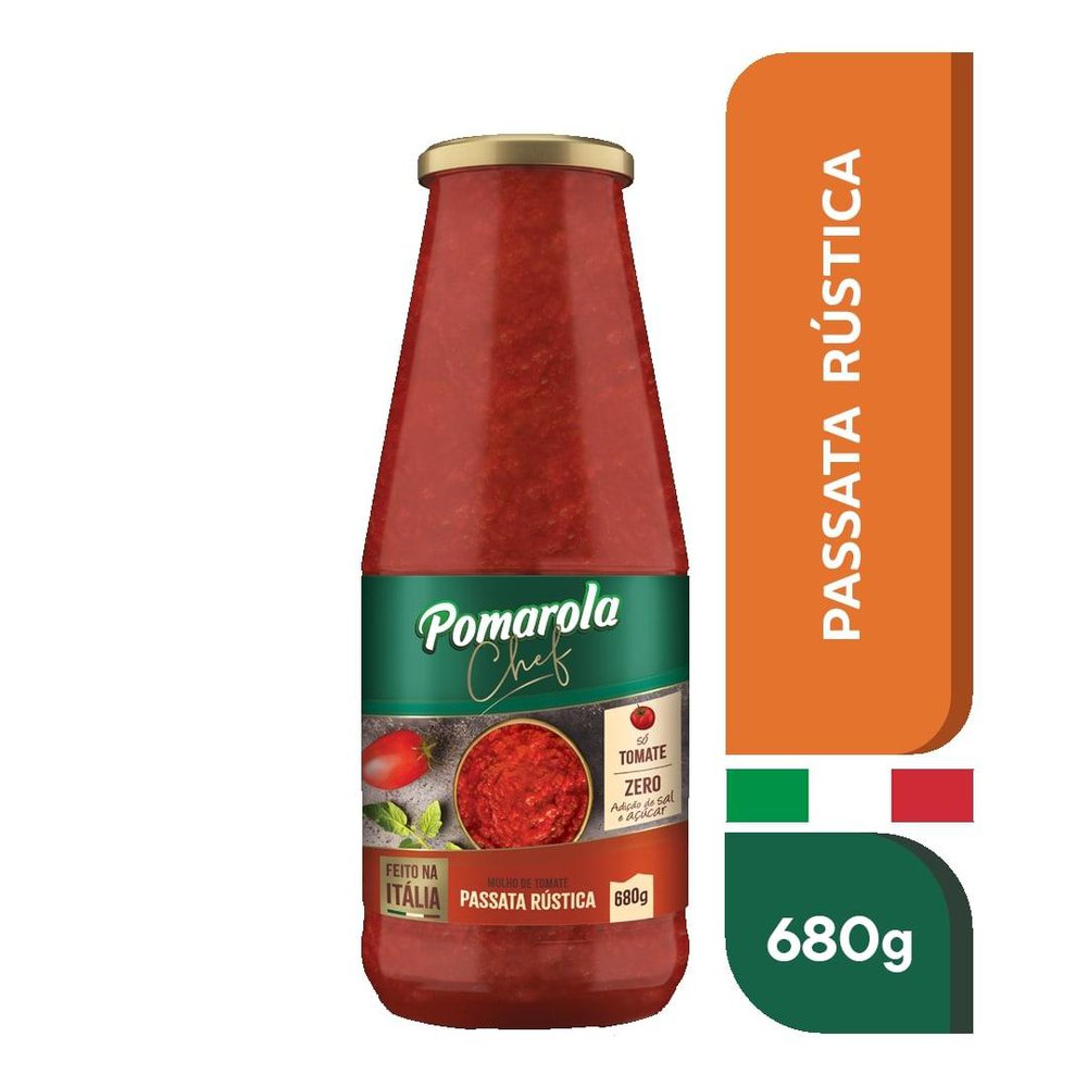 Molho de Tomate Pomarola Chef Passata Rústica Vidro 680g | Bretas ...