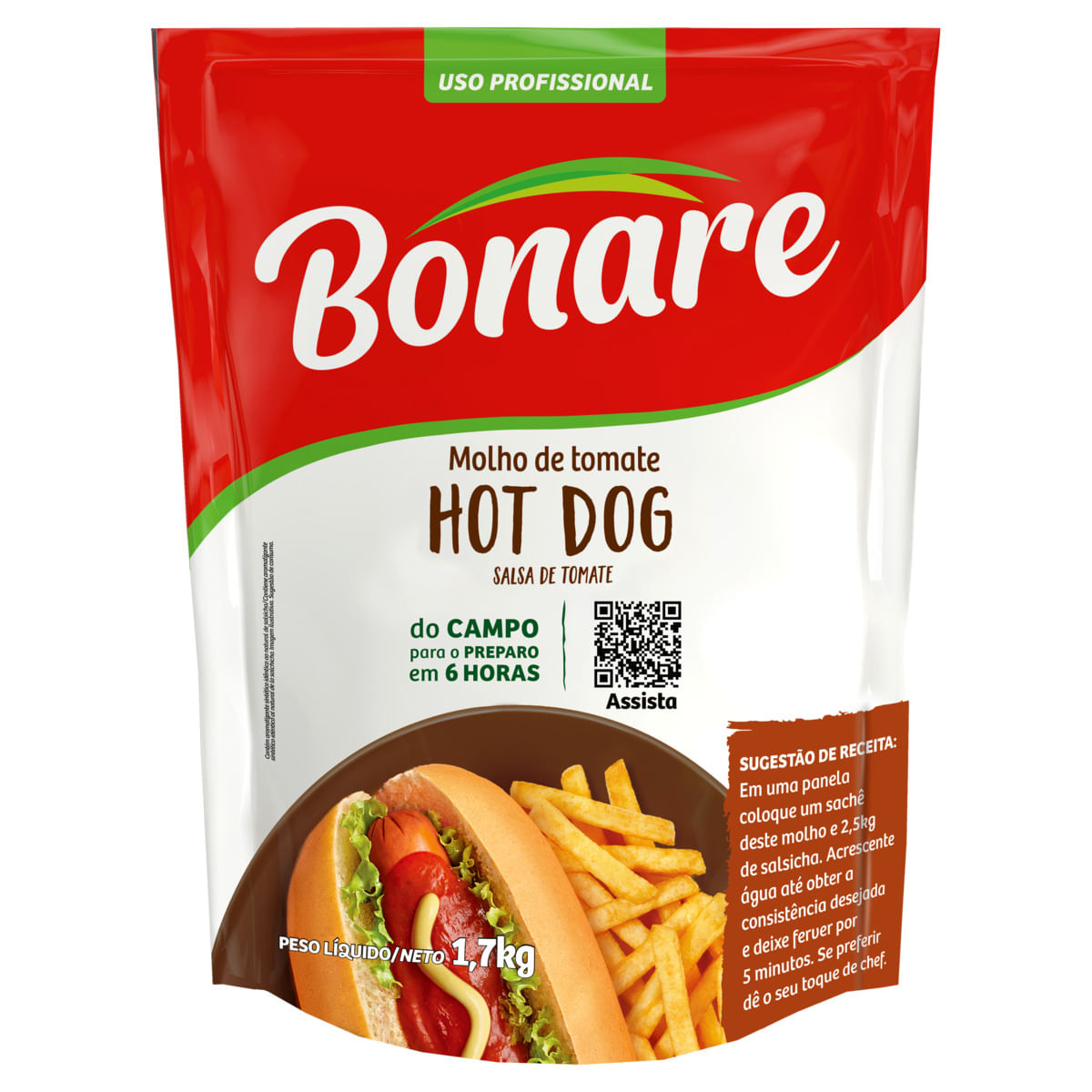 Molho de Tomate Bonare Hot Dog Sachê 1.7Kg | Bretas Supermercado