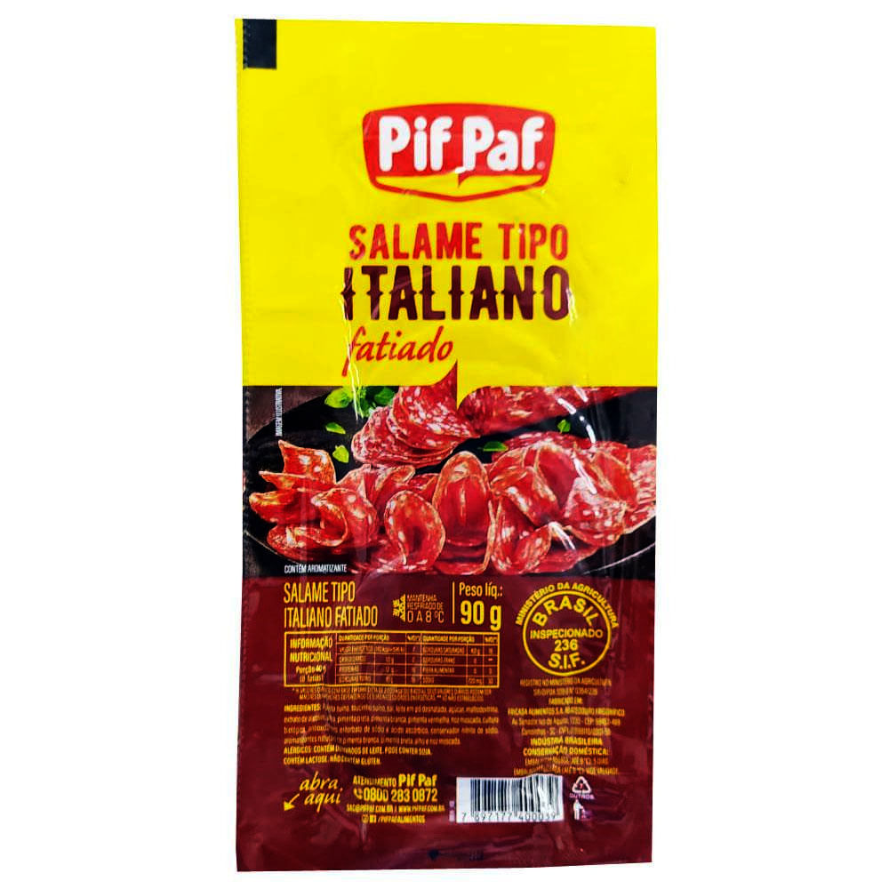 Salame Italiano Pif Paf Artesano Fatiado Congelado 90g | Bretas ...