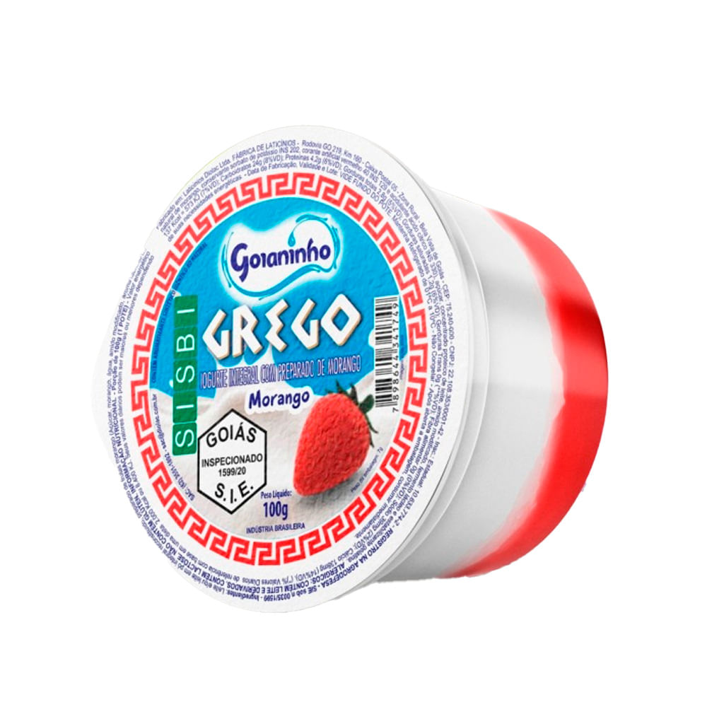 Iogurte Grego Goianinho Morango 100g | Bretas Supermercado