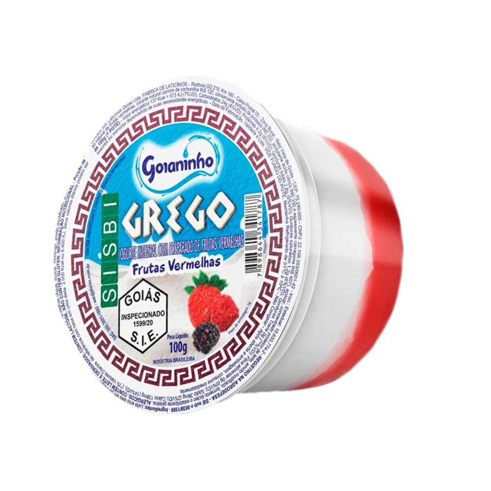 Iogurte Grego Goianinho Frutas Vermelhas 100g | Grego | Bretas
