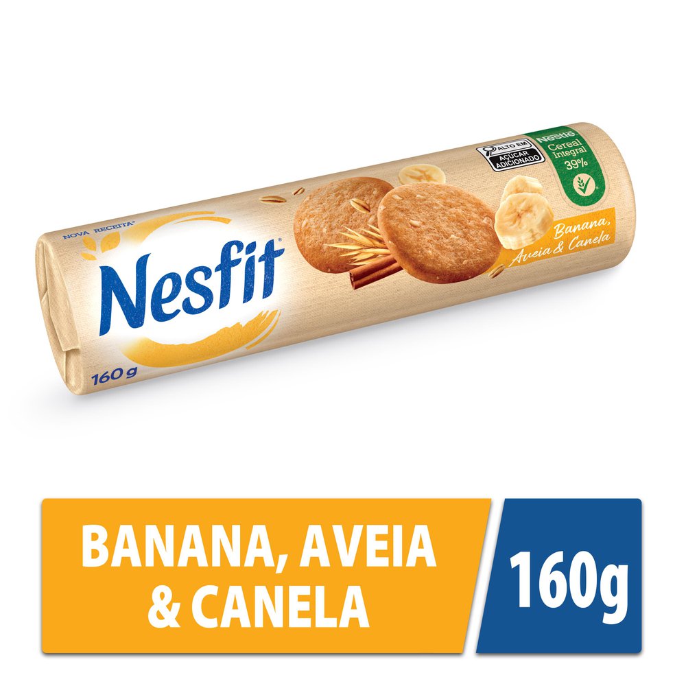 Biscoito Integral Nesfit Banana/Aveia/Canela 160g | Bretas Supermercado