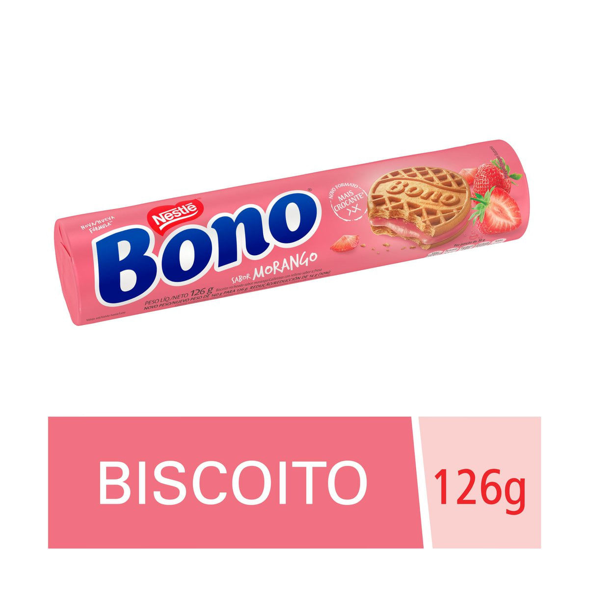 Biscoito Recheado Nestlé Bono Morango 126g | Biscoito Doce | Bretas