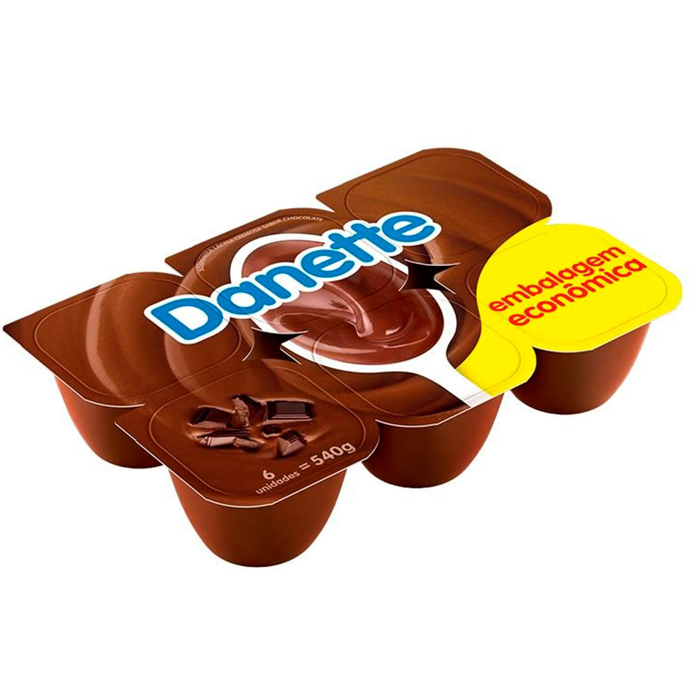 Sobremesa Láctea Danette Chocolate ao Leite Bandeja 540g com 6 Unidades ...