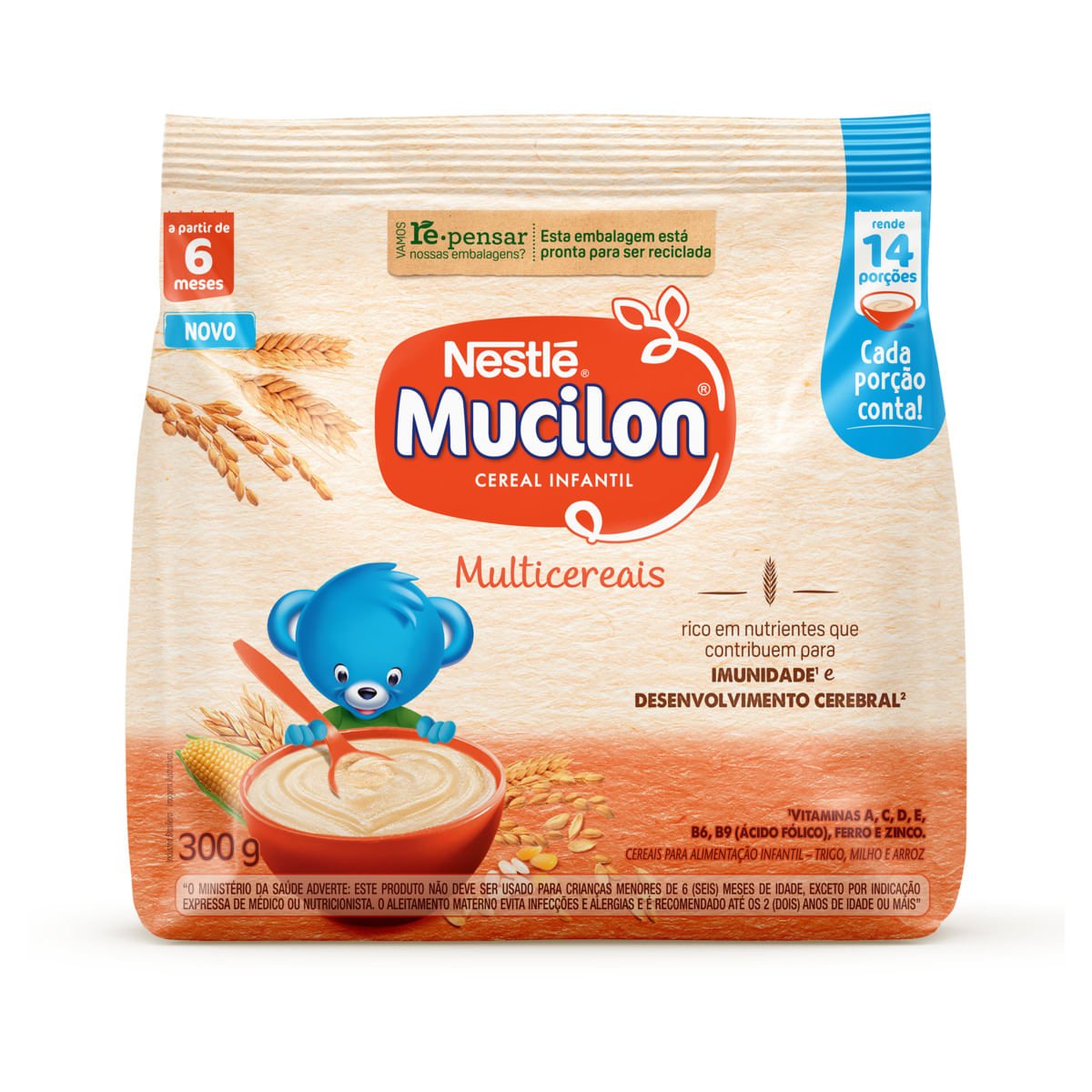 Cereal Infantil Mucilon Multicereais Sachê 300g | Bretas Supermercado