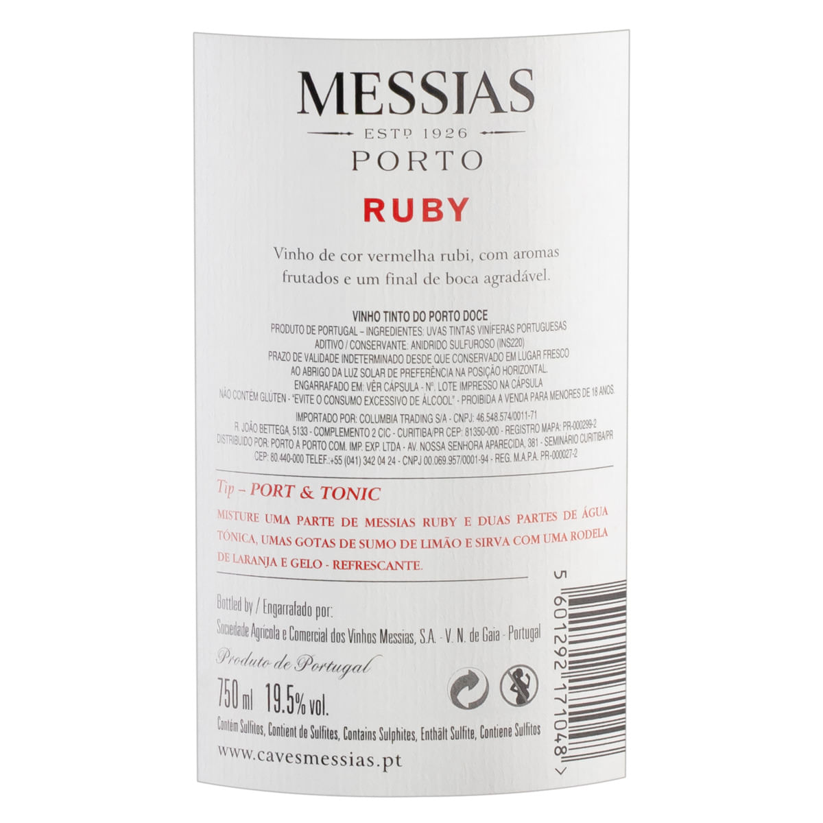 Vinho Português Messias Vinho do Porto Ruby Tinto 750ml | Bretas ...