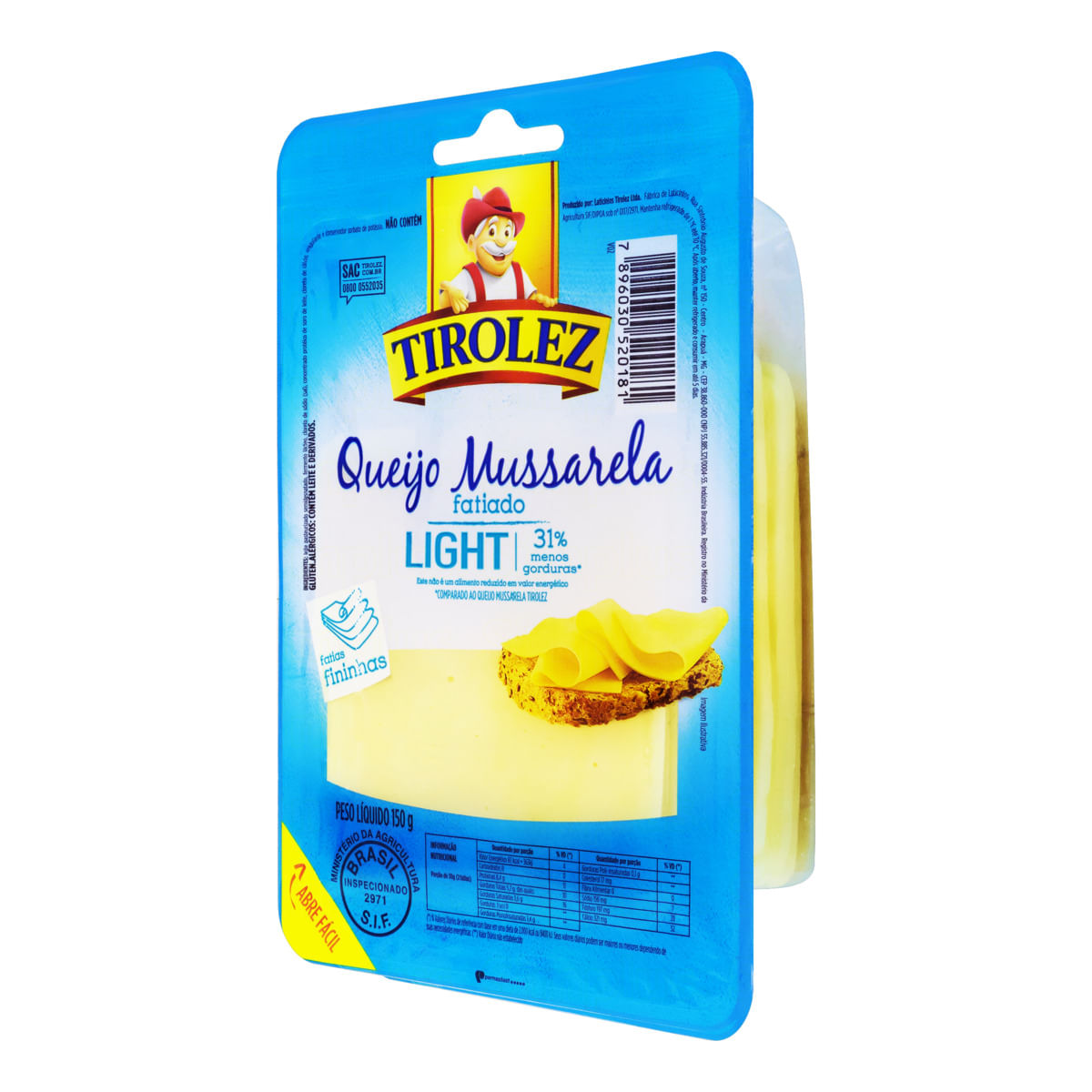 Queijo Mussarela Tirolez Light Fatiado 150g | Bretas Supermercado