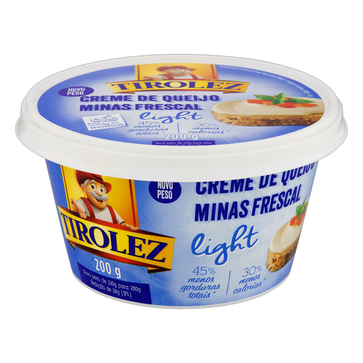 Creme de Queijo Tirolez Minas Frescal Light 200g | Bretas Supermercado