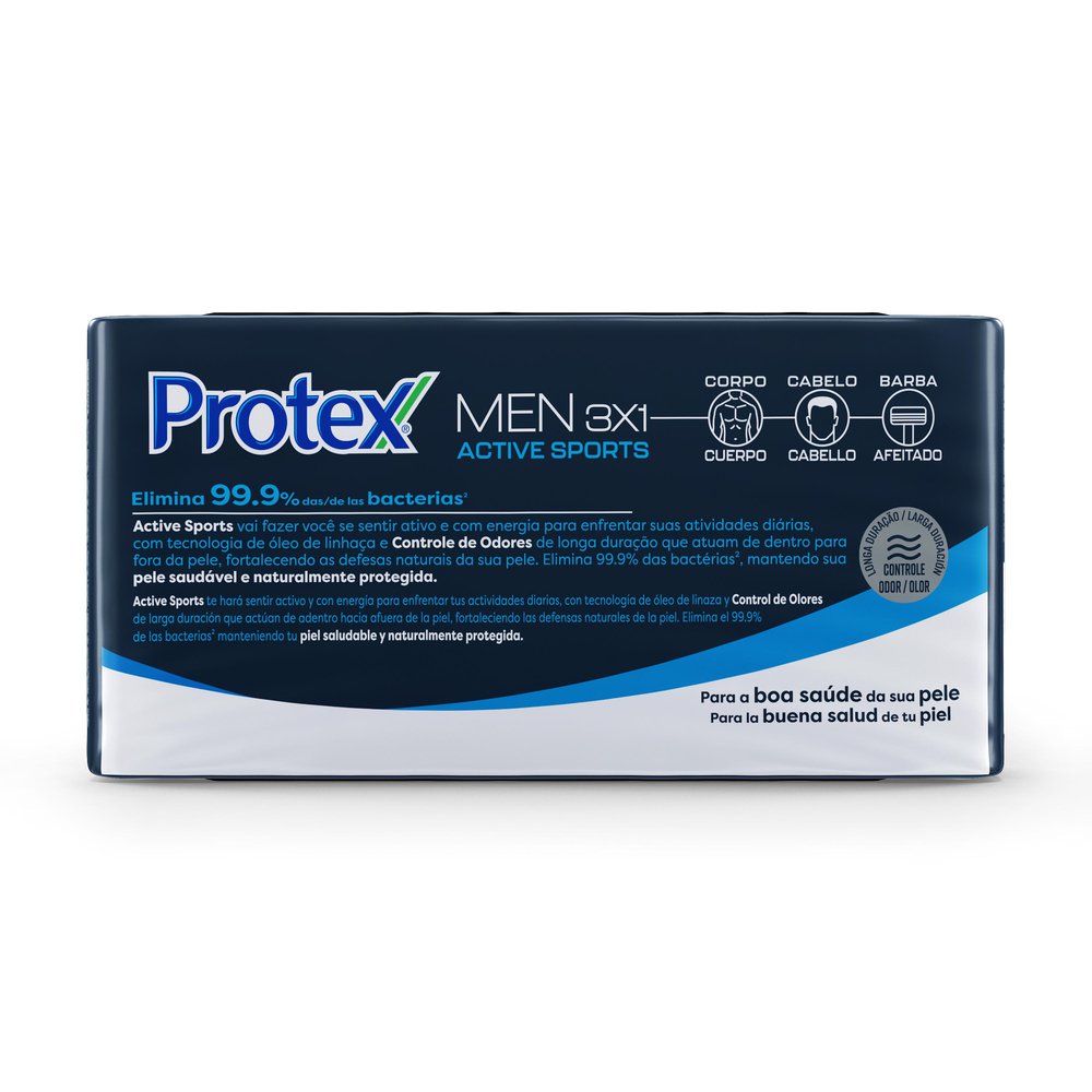 Sabonete em Barra Protex Antibacteriano Men 3 em 1 Active Sports -510g ...