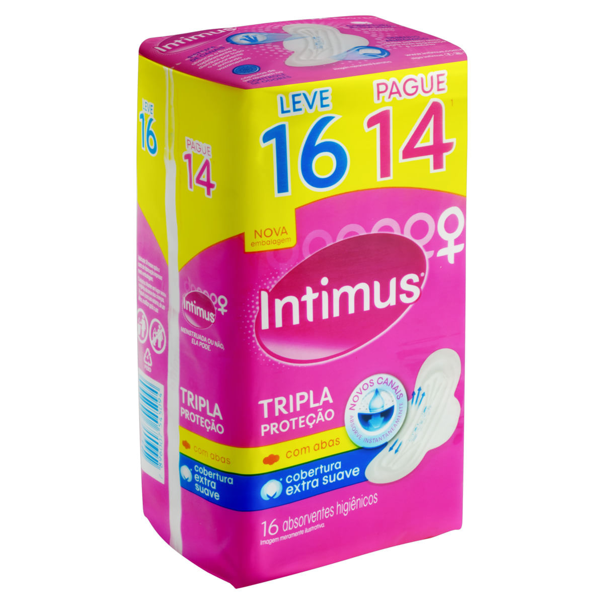 Absorvente Intimus Cobertura Suave c/ Abas Tripla Proteção Leve 16 ...