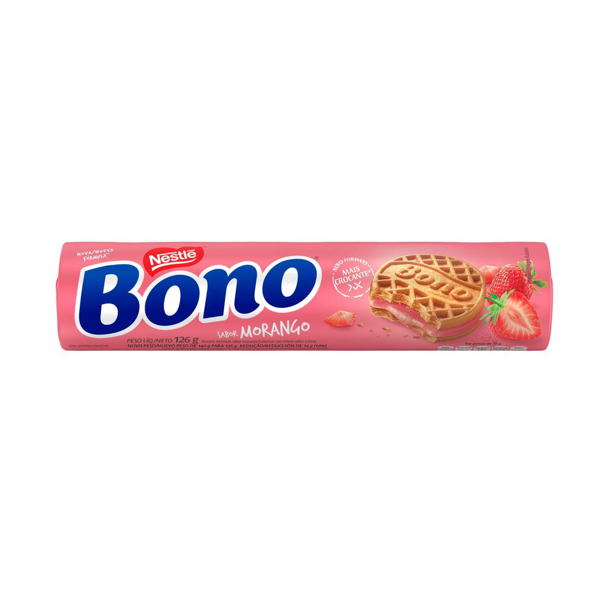 Biscoito Recheado Nestlé Bono Morango 126g | Biscoito Doce | Bretas