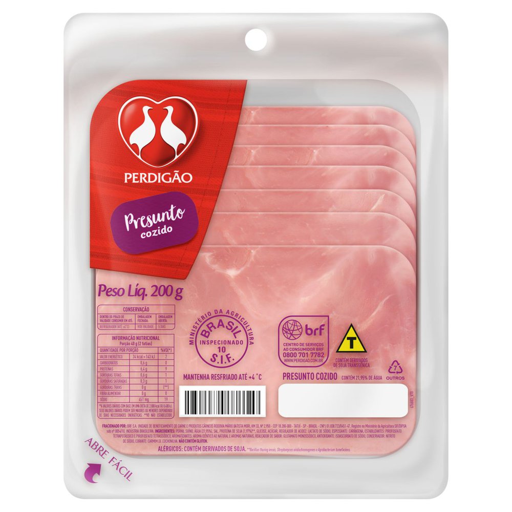 Presunto Cozido Fatiado Perdigão 200g | Bretas Supermercado
