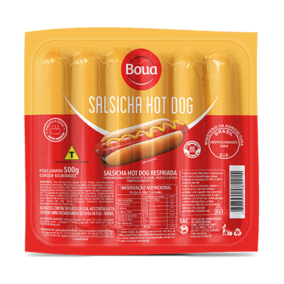 Salsicha Hot Dog Boua Resfriada 500g | Bretas Supermercado